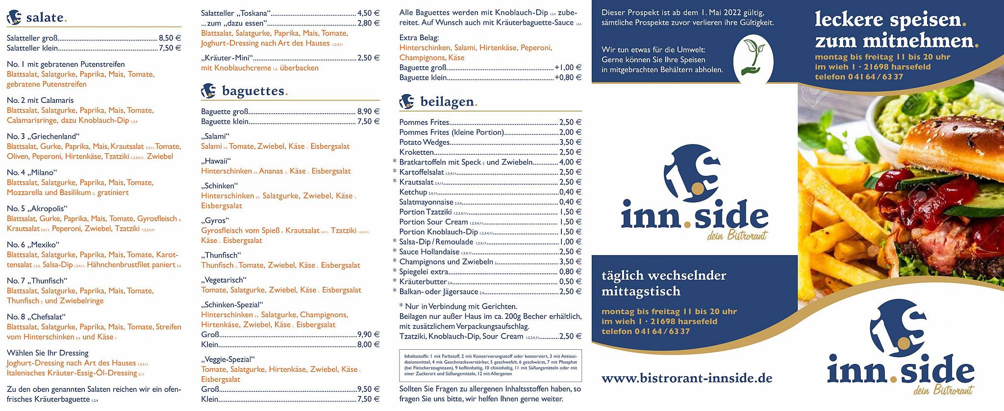 Speisekarte von InnSide restaurant, Harsefeld