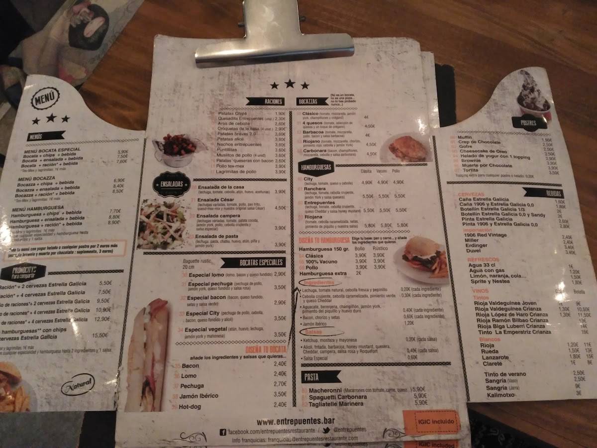 Carta del restaurante Intrigo Lanzarote, Arrecife