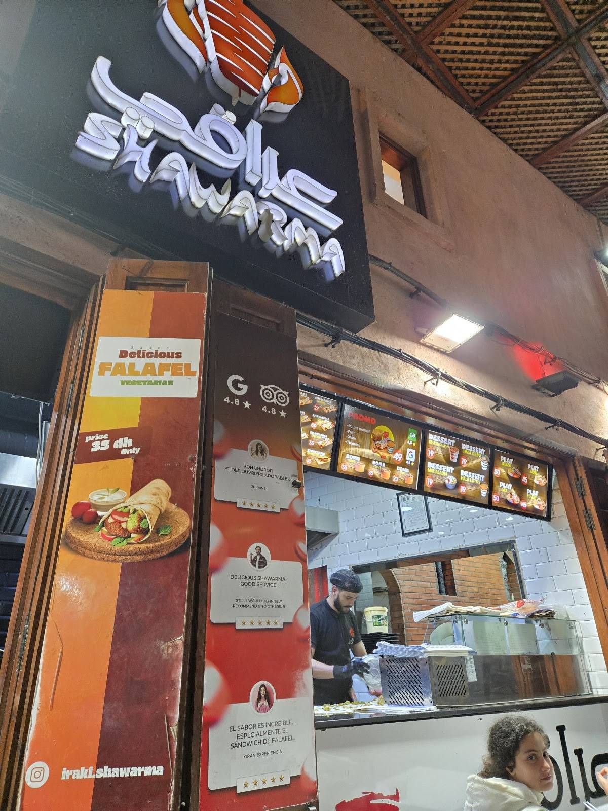 Menu au Iraki shawarma restaurant, Marrakech
