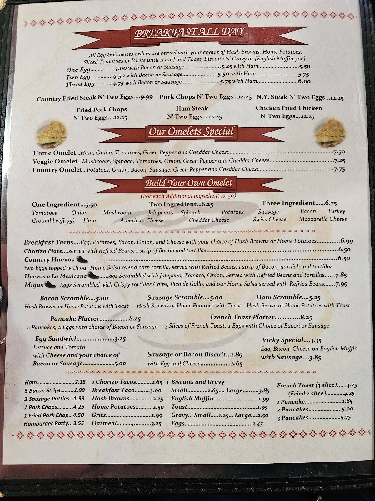 Menu at Country Cafe, Irving, 110 W Airport Fwy Suite 777