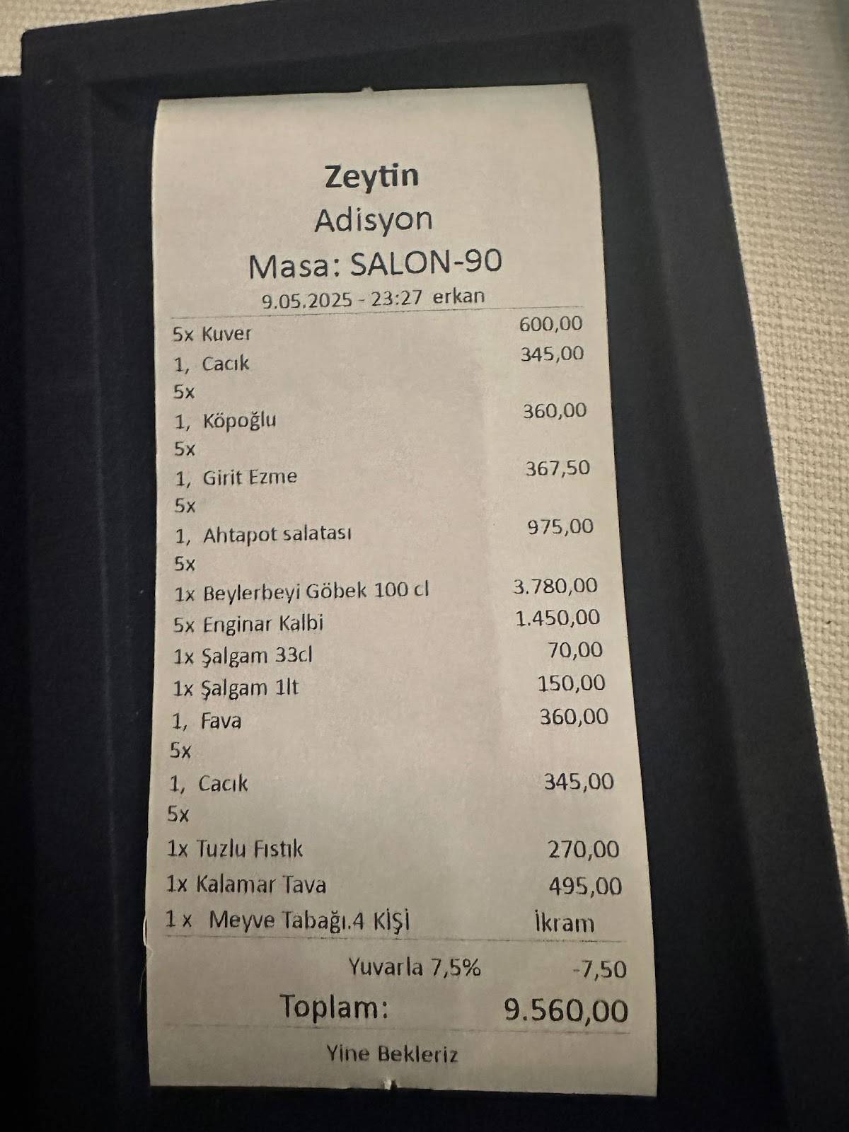 Menu at ZEYTİN TUZLA (BALIK RESTORANI), Darıca