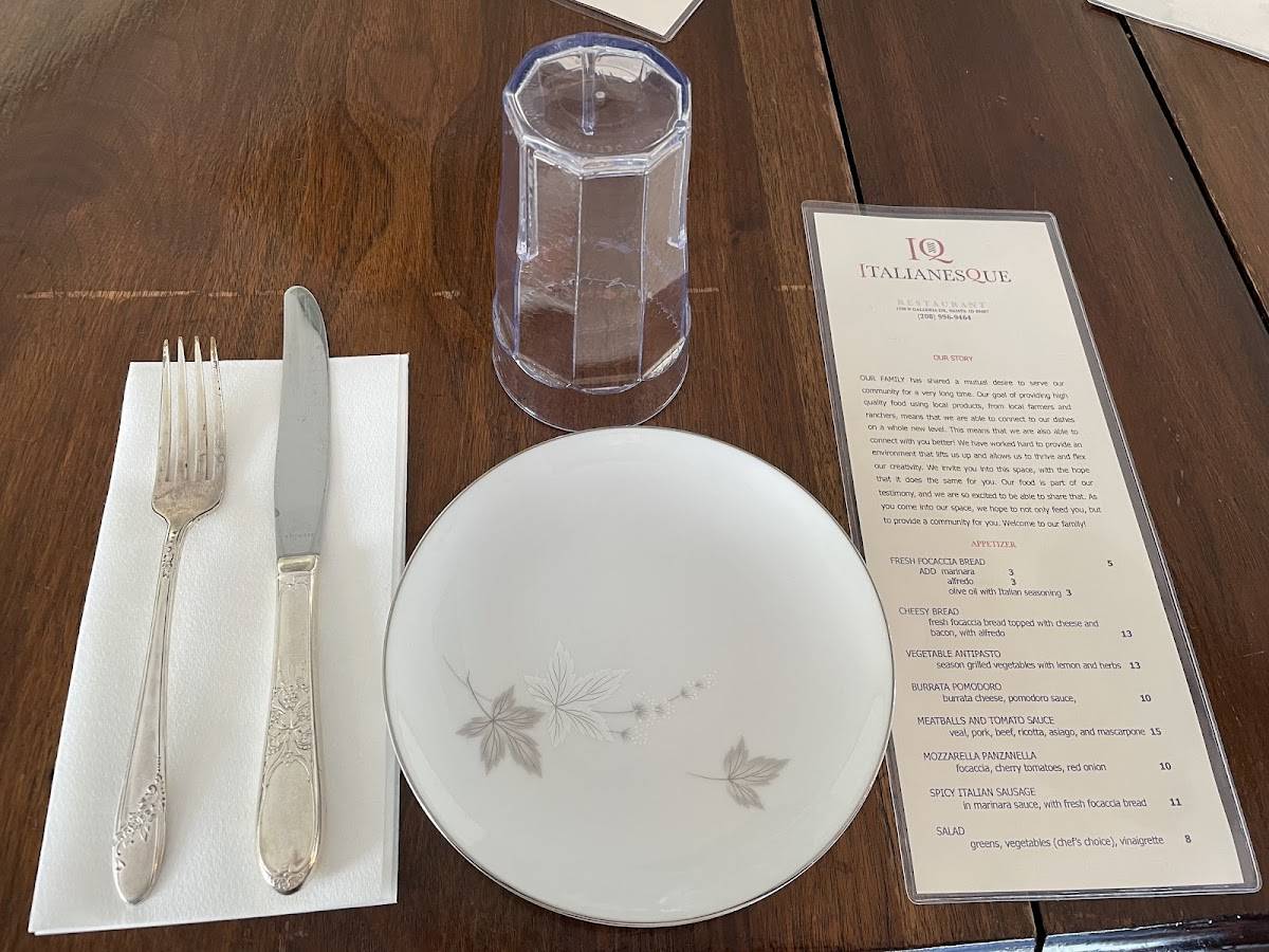 Menu at Italianesque restaurant, Nampa