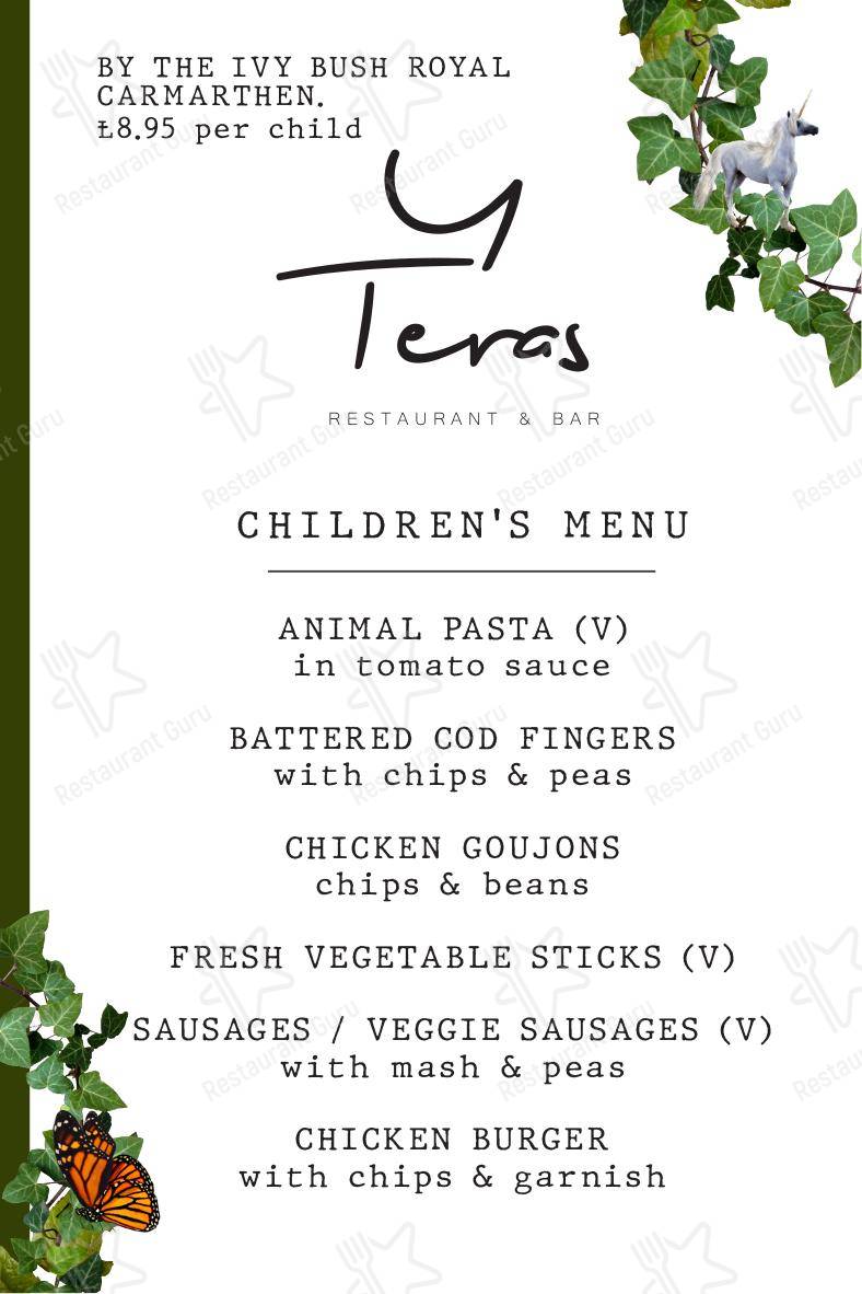 Menu at Ivy Bush Hotel Restaurant, Carmarthen