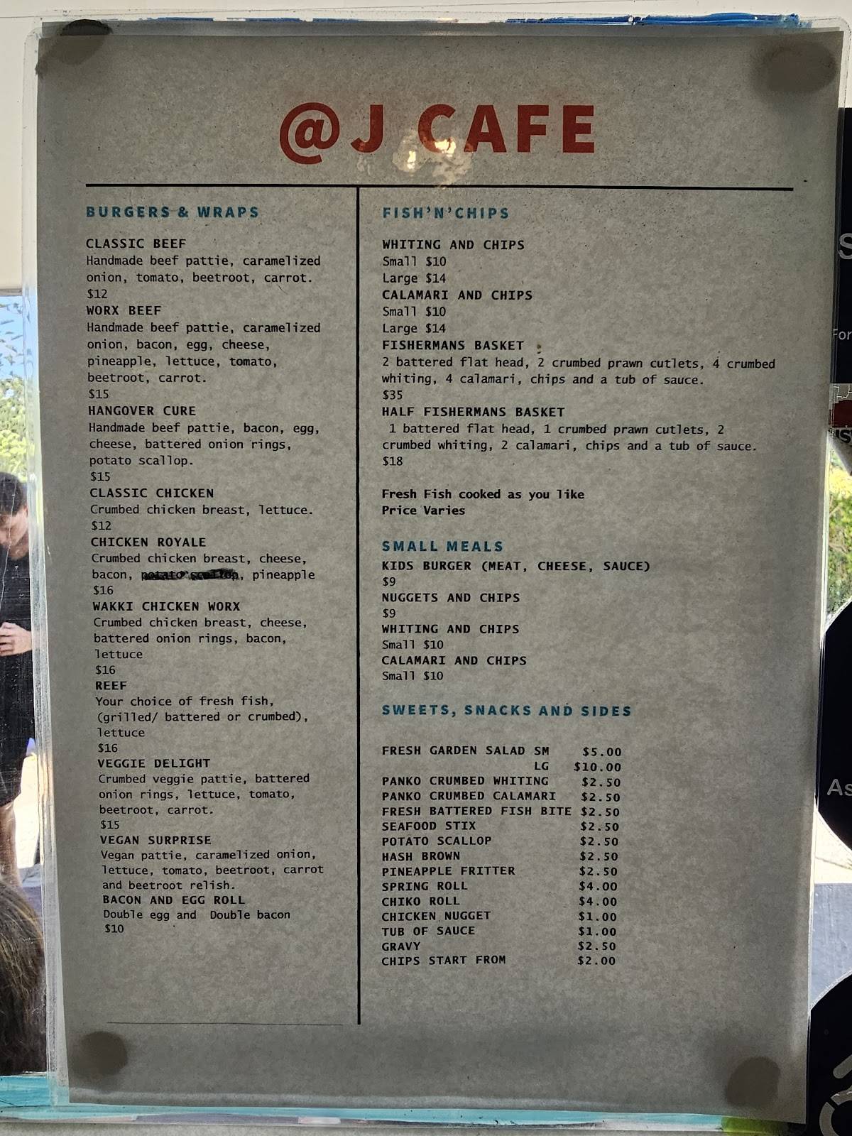 Menu at @J Cafe, Scotts Head