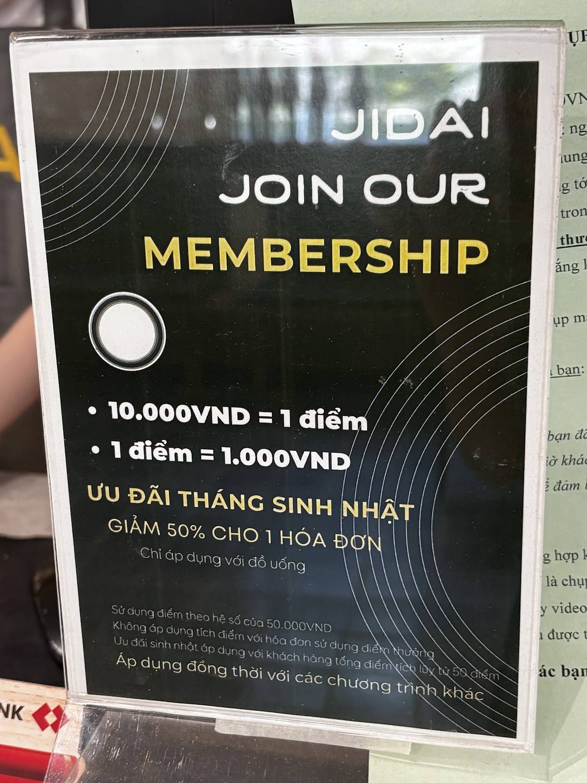 Menu at JIDAI by Cerenote Coffee cafe, Hanoi