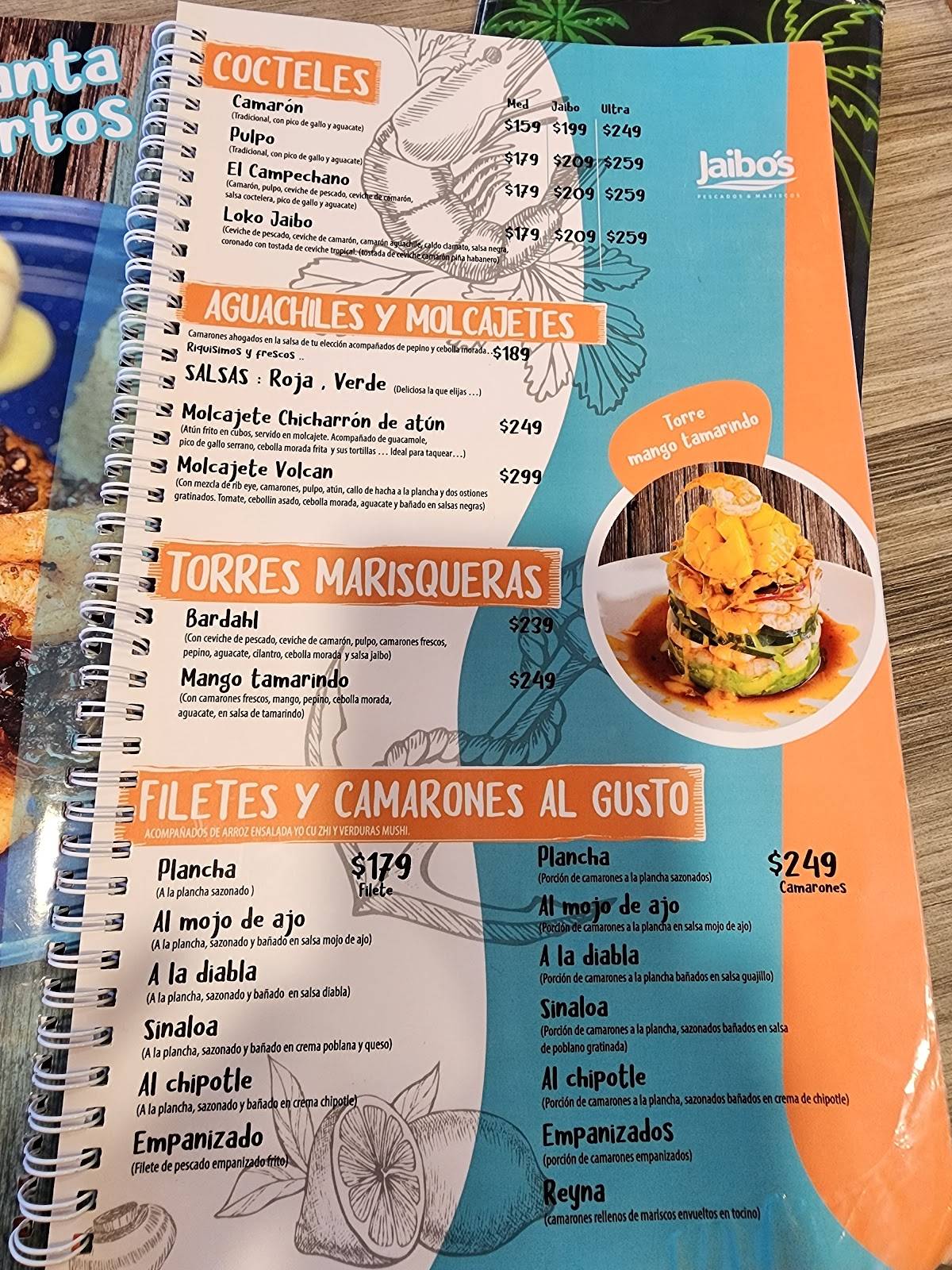 Carta del restaurante Jaibo's, Saltillo, Calle Emilio Carranza 112