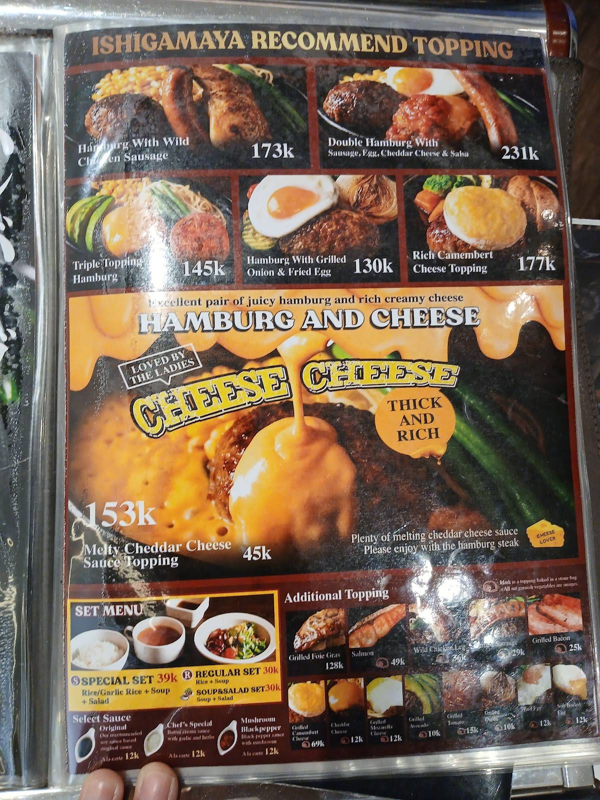 Menu at ISHIGAMAYA HAMBURG & STEAK Plaza Indonesia steakhouse, Central ...
