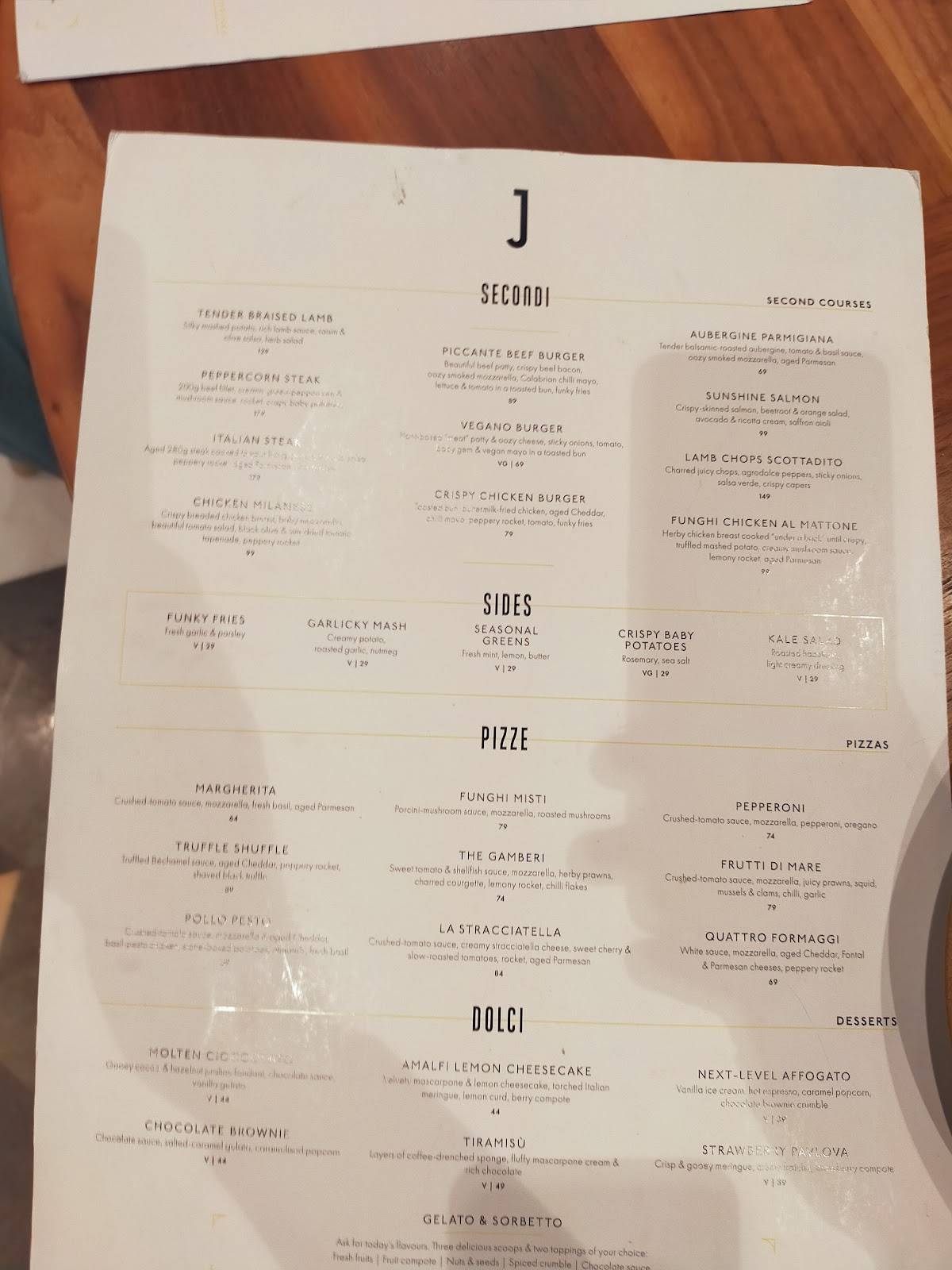 Menu at Jamie's Italian restaurant, Dubai, Dubai Hills Mall - Ground Floor