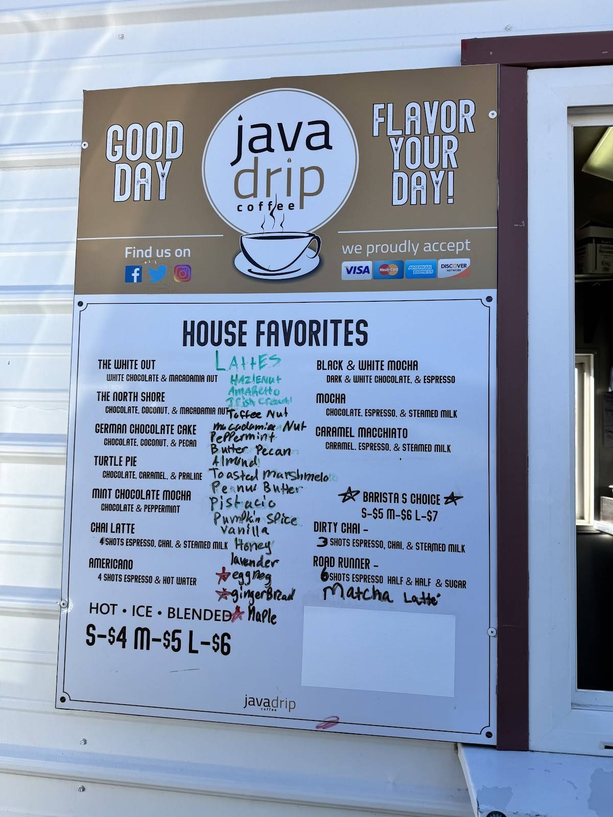 Menu at Java Drip Coffee, Gallup