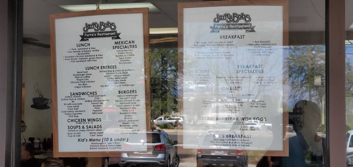 Menu at Jerry Bob's Restaurant, Tucson, E Valencia Rd