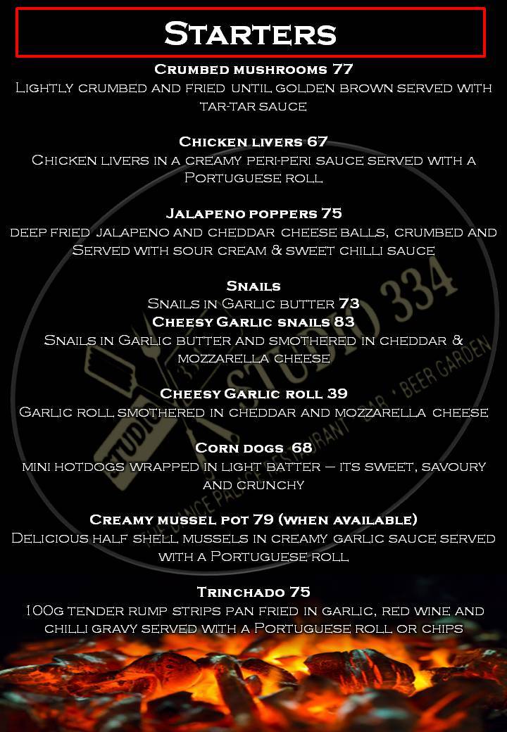 Speisekarte von Dance Palace Restaurant - Studio 334, Johannesburg
