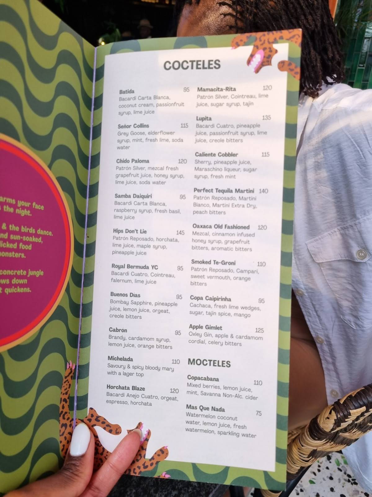 Menu at MAMASAMBA pub & bar, Johannesburg