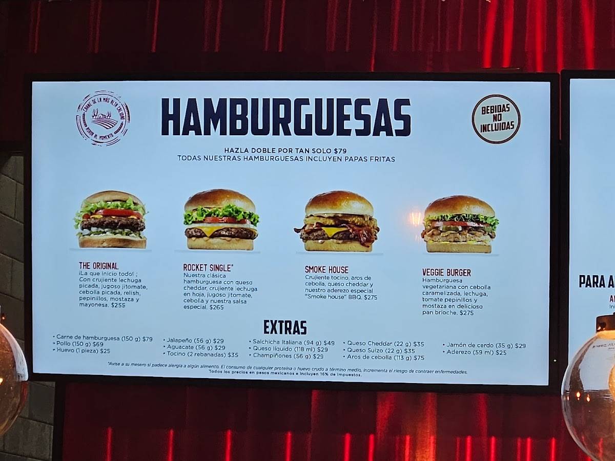 Menu at Johnny Rockets restaurant, Cancún, Terminal 3