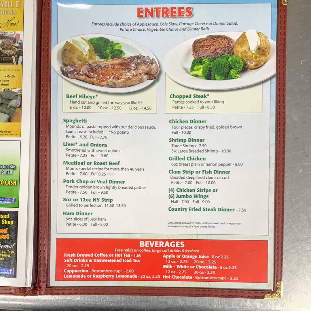 Menu at Spangler's Family Restaurant, Jonesville