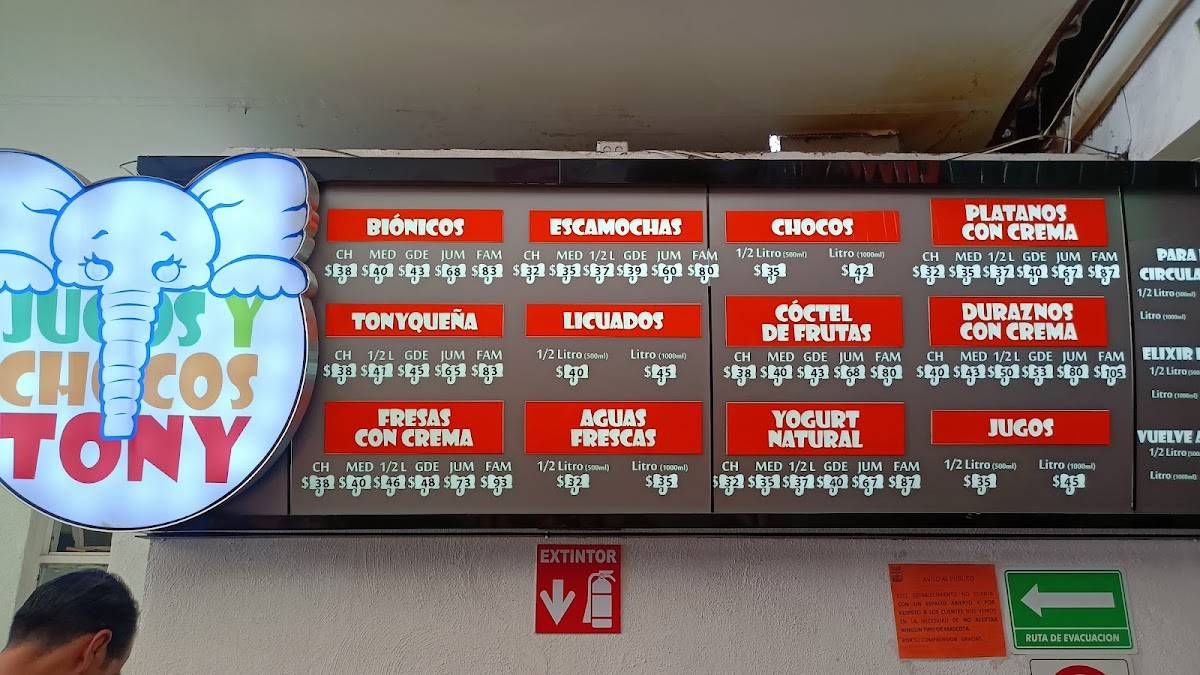 Carta del pub y bar Jugos y Chocos Tony, Aguascalientes, Av ...