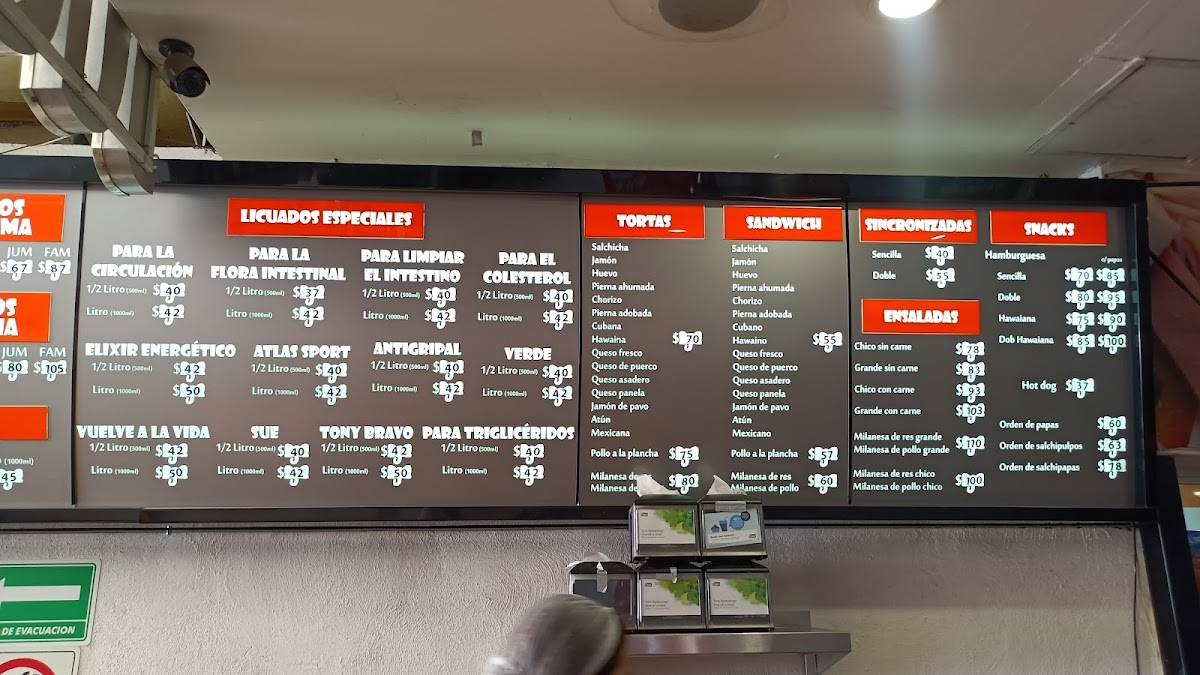 Carta del pub y bar Jugos y Chocos Tony, Aguascalientes, Av ...