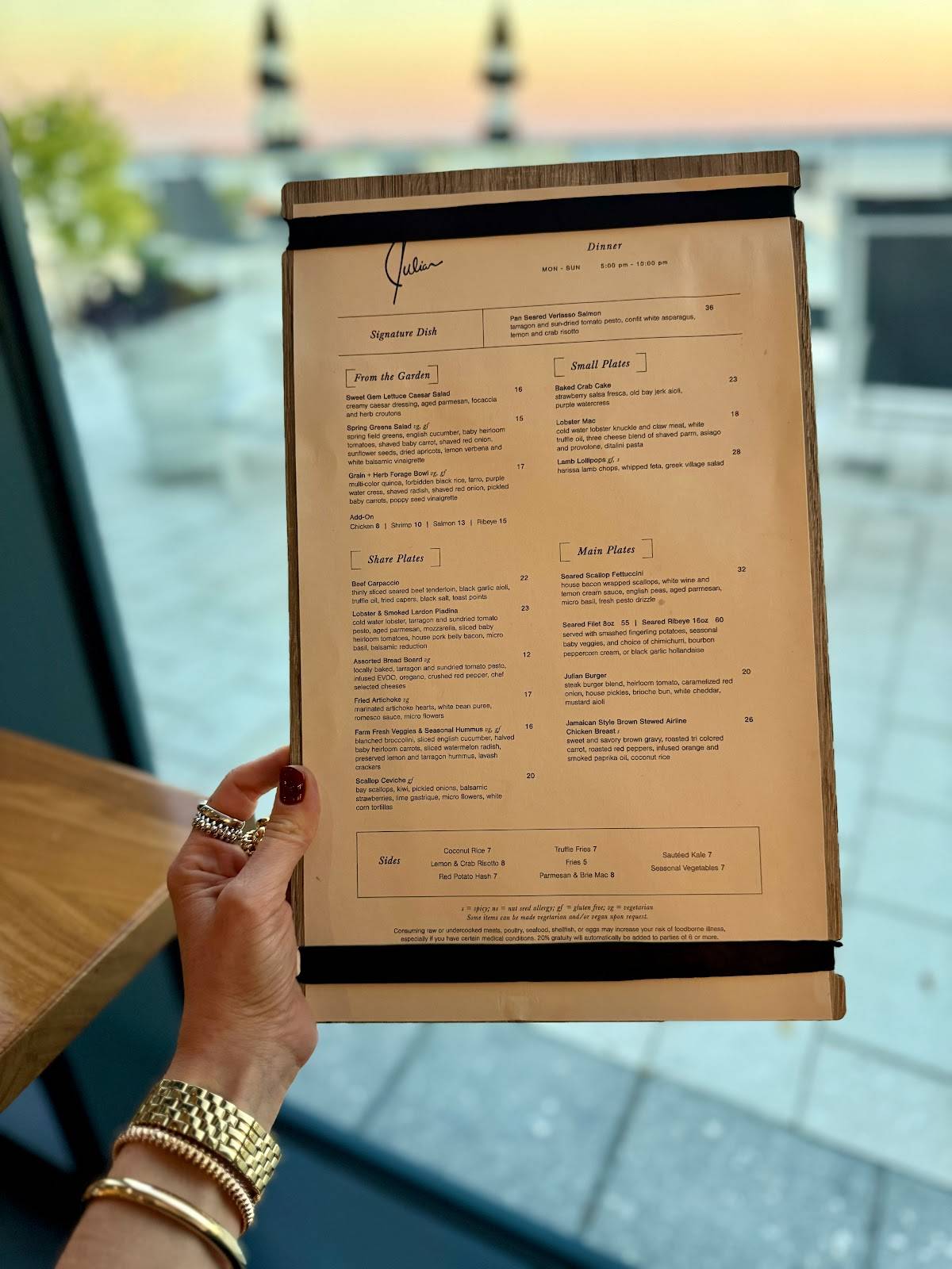 Menu at Julian Restaurant, Tampa