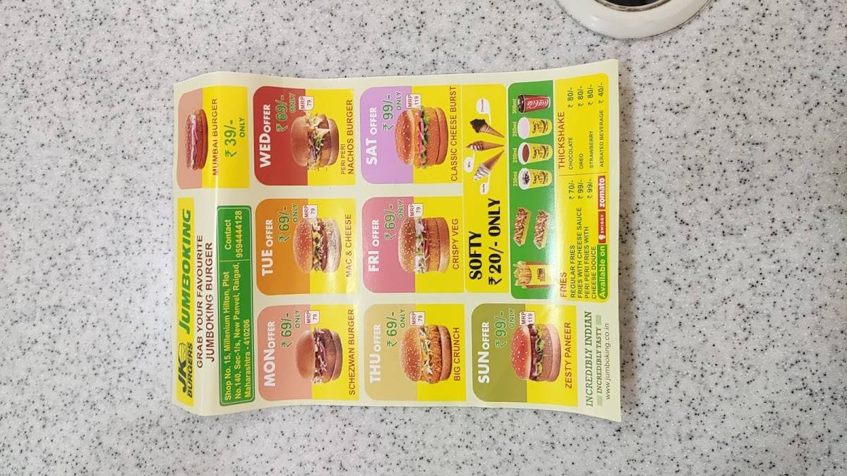 Menu at Jumbo Kings Burger, Navi Mumbai