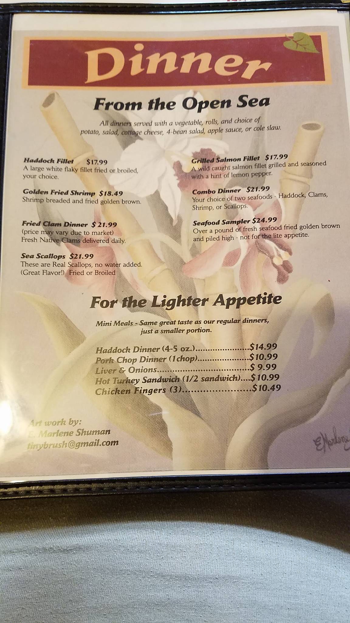 Menu at Just Barb's, Stockton Springs