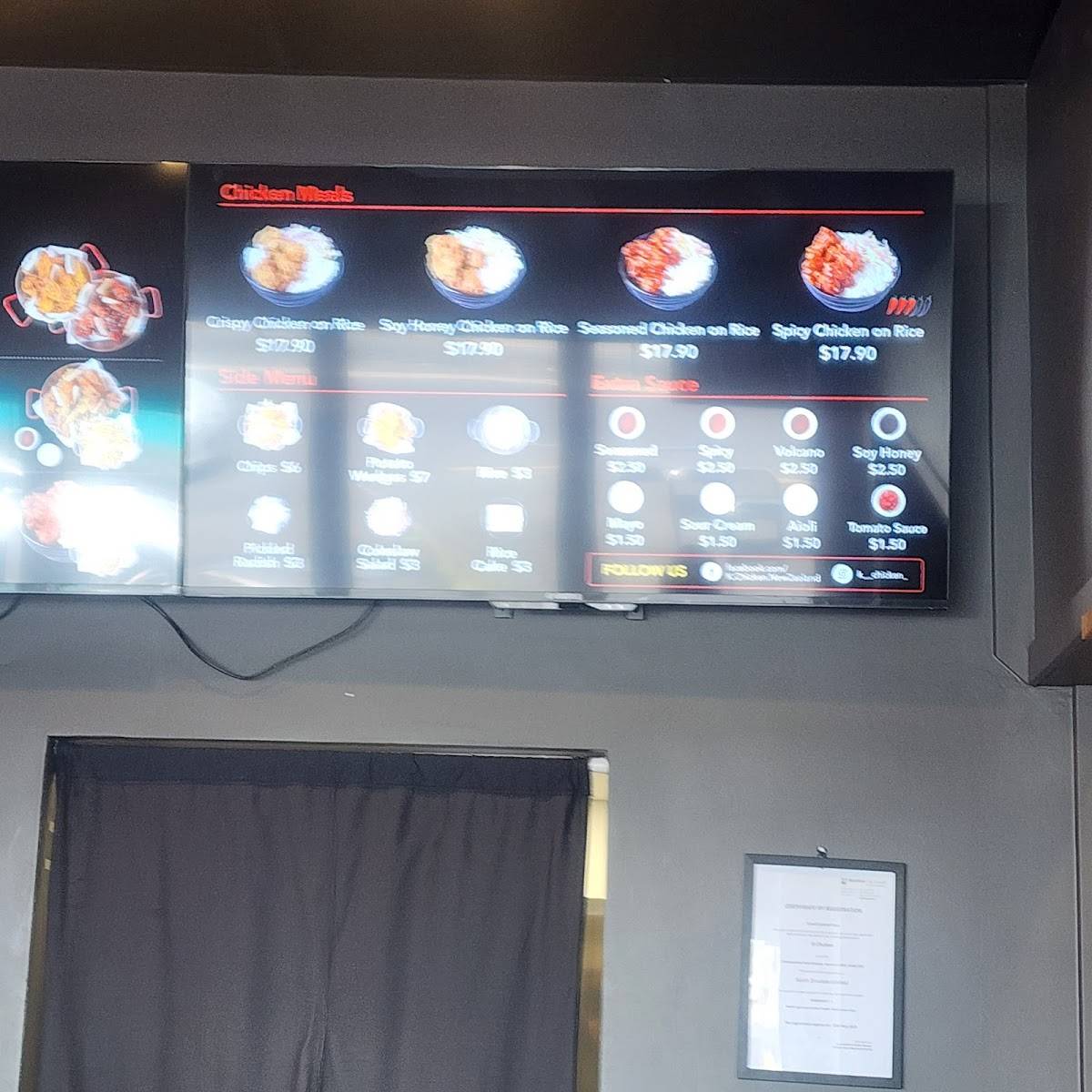 Menu at K Chicken Hamilton Dinsdale restaurant, Hamilton