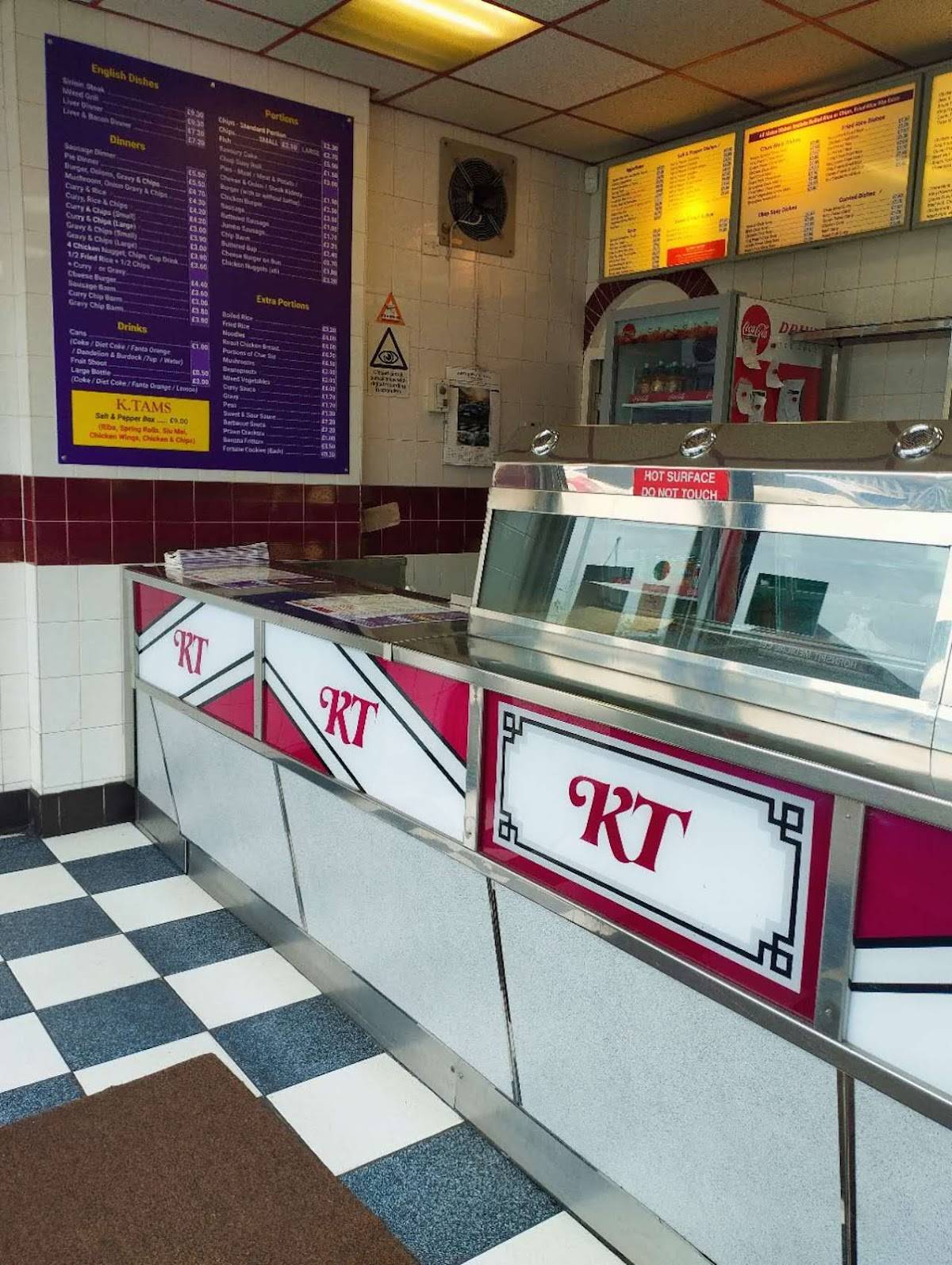 Menu at K-Tams fast food, Liverpool