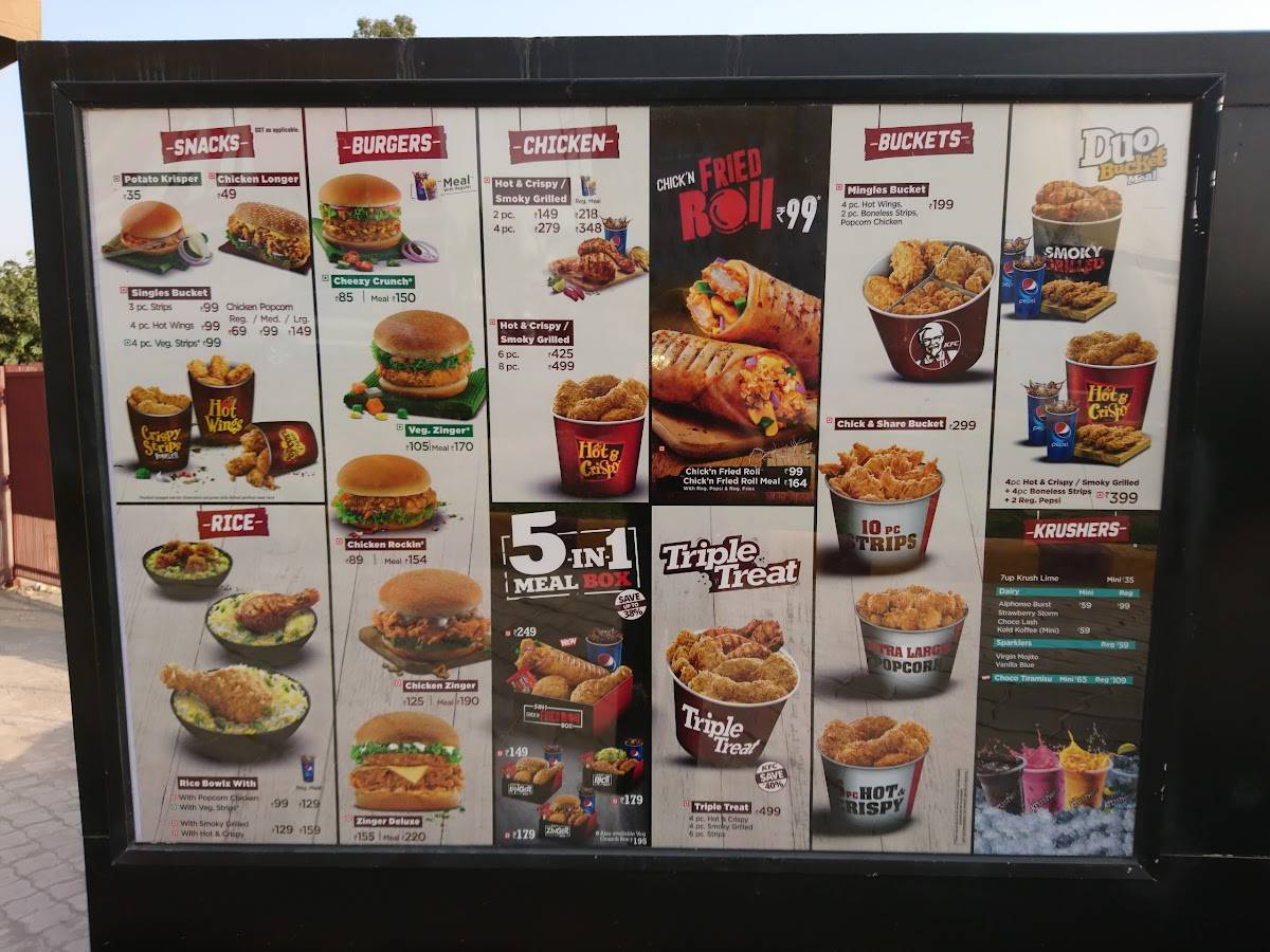 Menu at KFC, Ambala Cantt, Jaggi city center