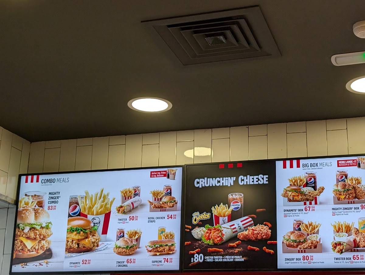 Menu au KFC MOHAMMEDIA restaurant, Mohammedia
