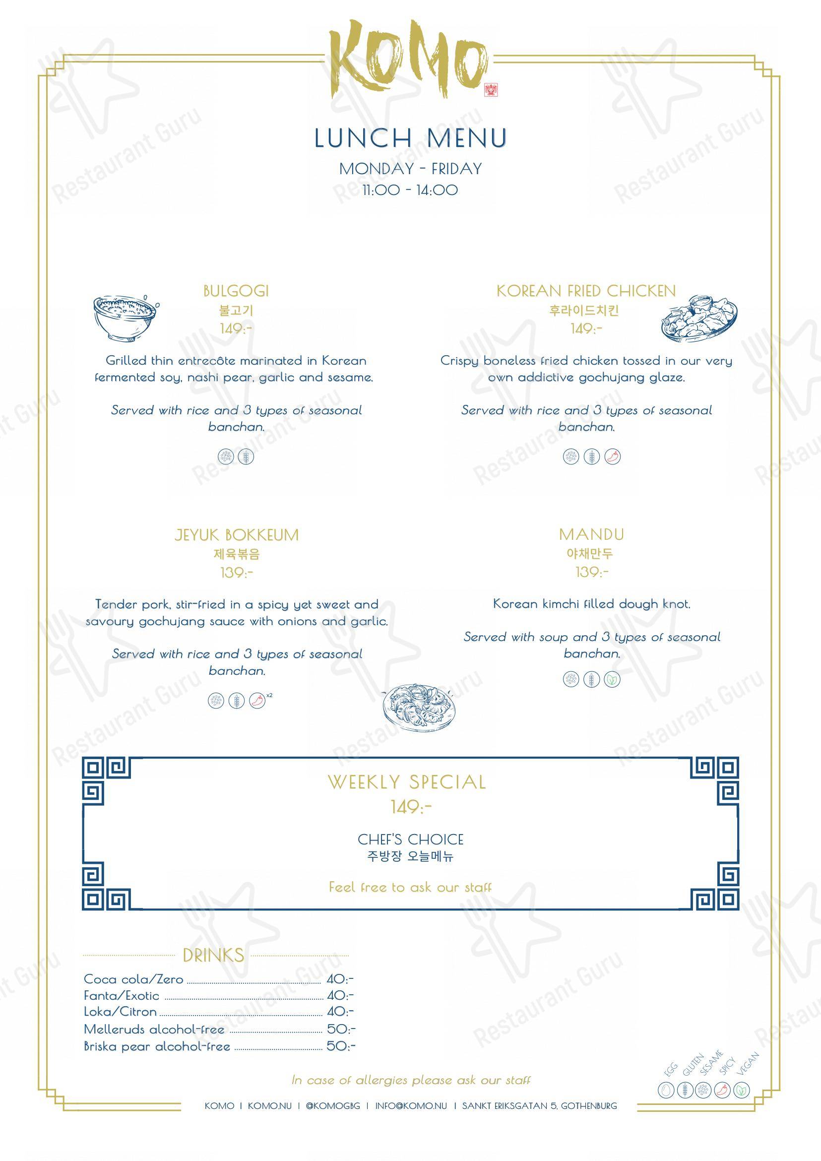 Menu at KOMO Korean Steakhouse & Bar, Gothenburg