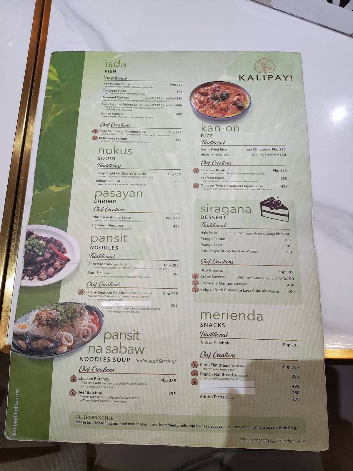 Menu at Kalipay! Restaurant, Cebu City