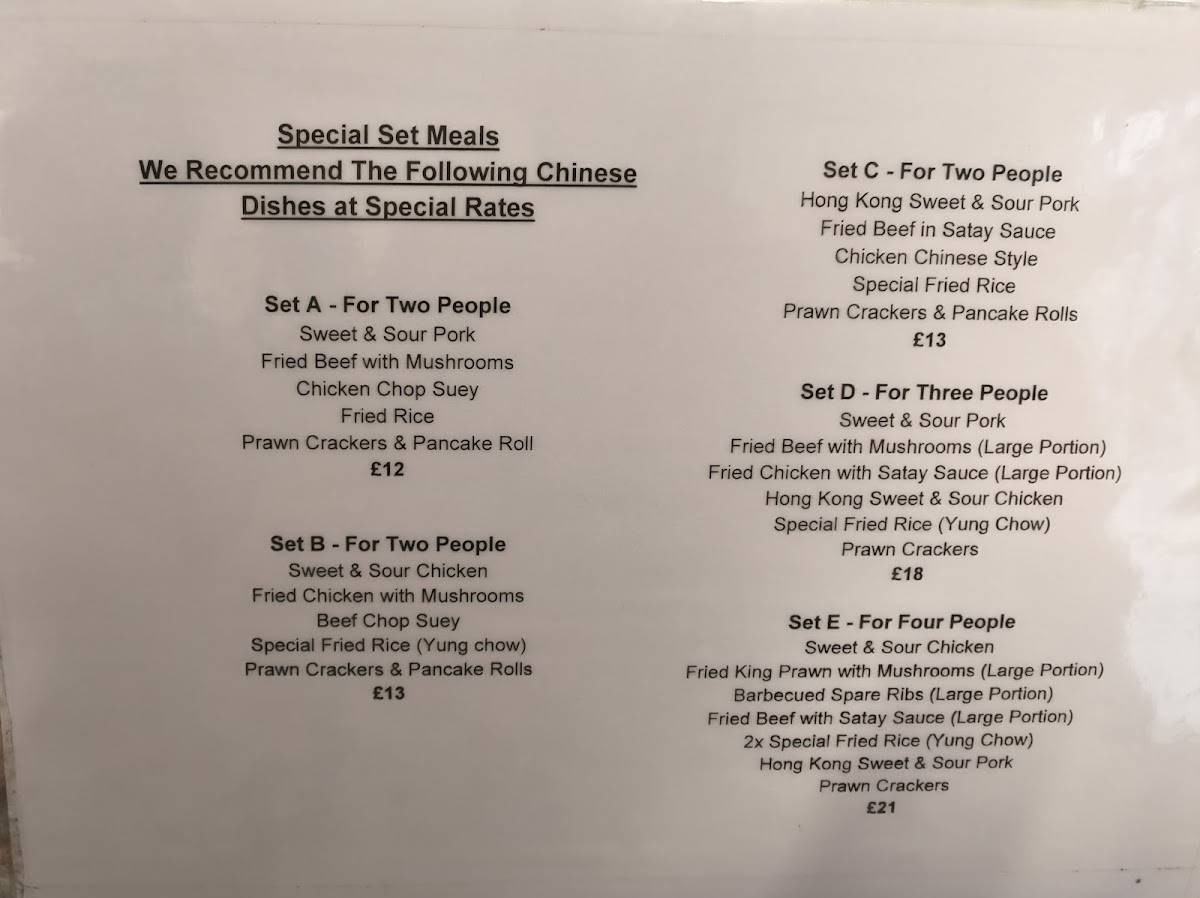 Menu at Kam Too fast food, Portsmouth