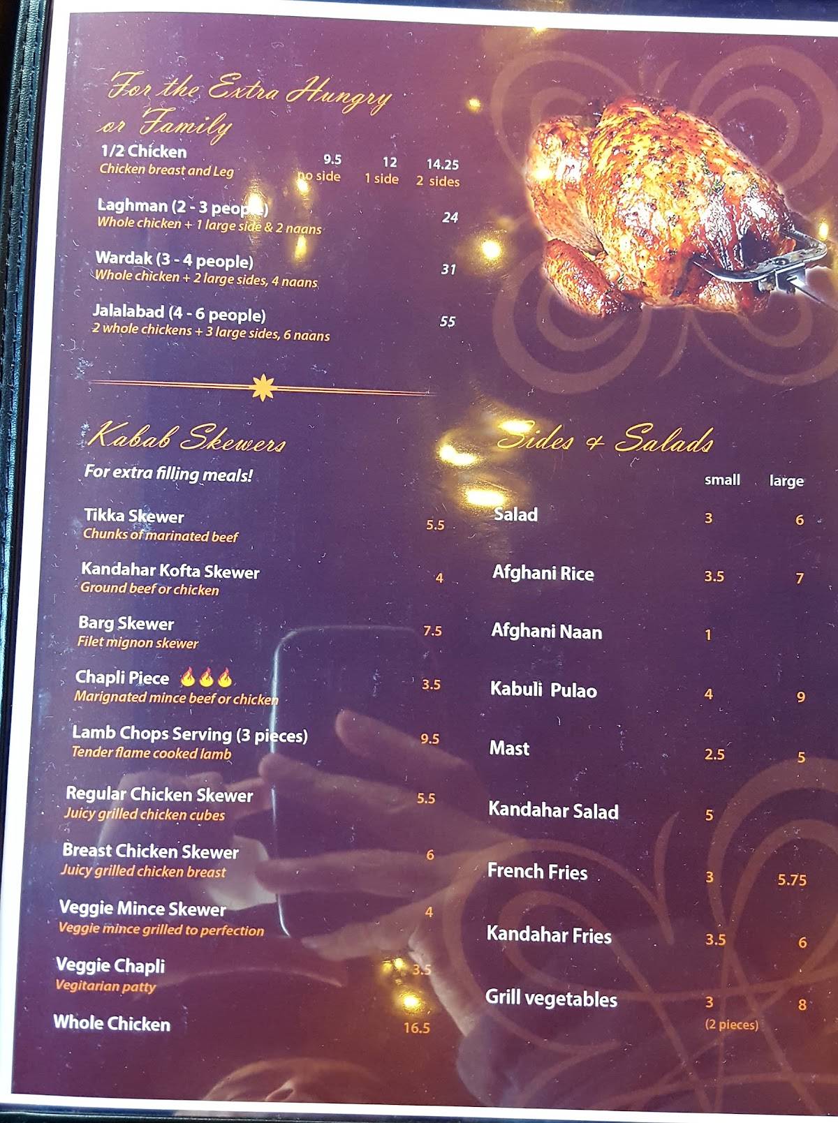 Menu au Kandahar Kabab restaurant, Toronto, 45 Overlea Blvd #180