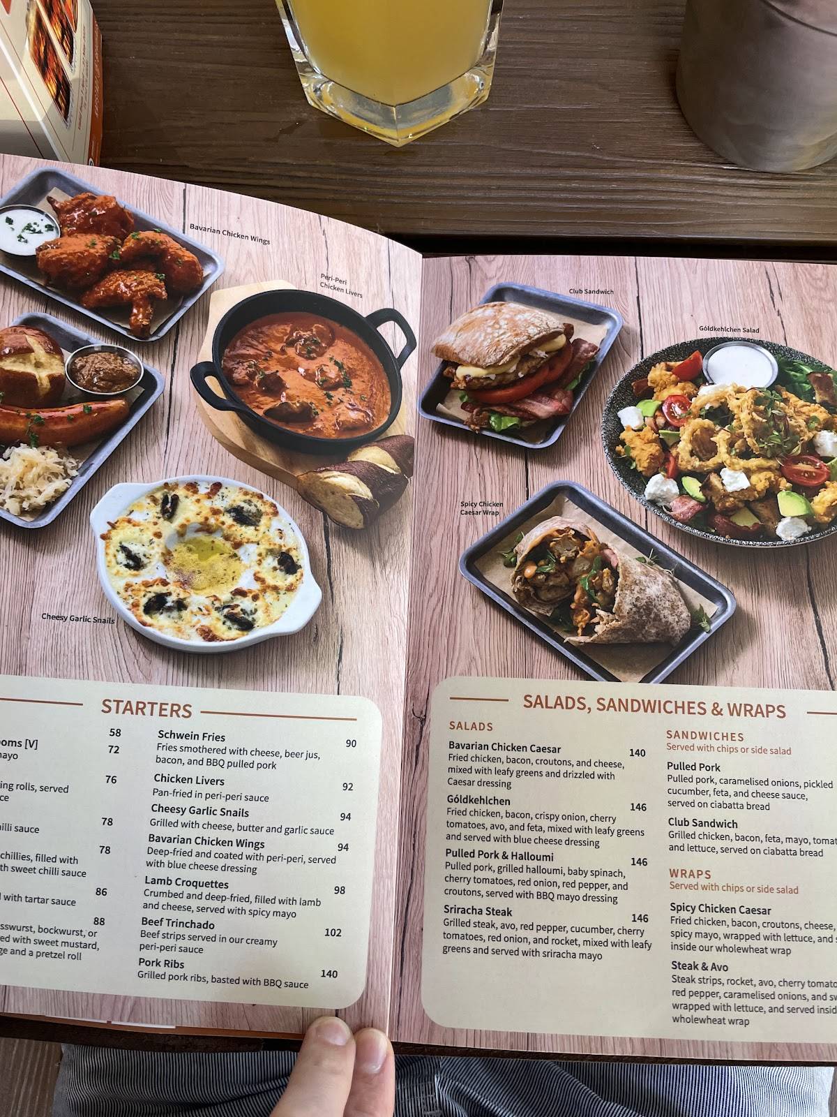 Menu at Kapstadt Brauhaus Centurion restaurant, Centurion