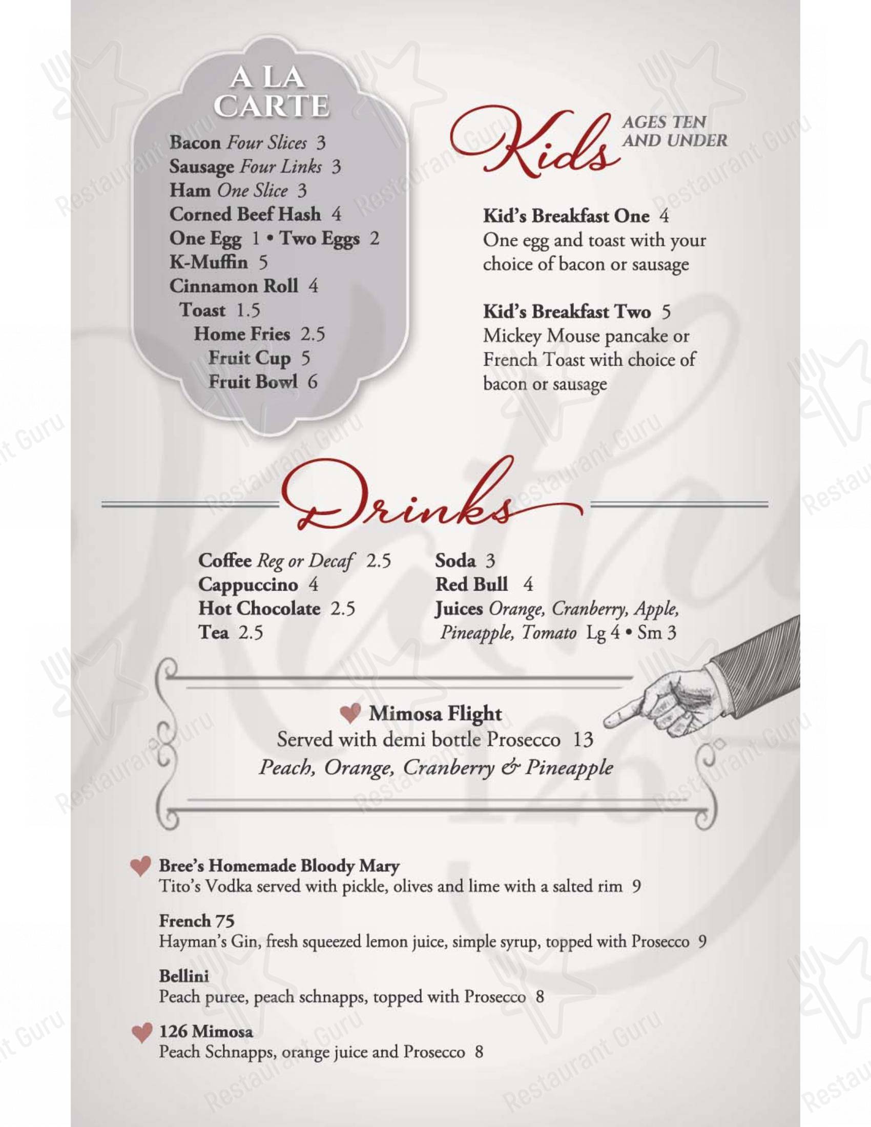 Menu at Kathy's 126 Restaurant & Lounge, Flushing