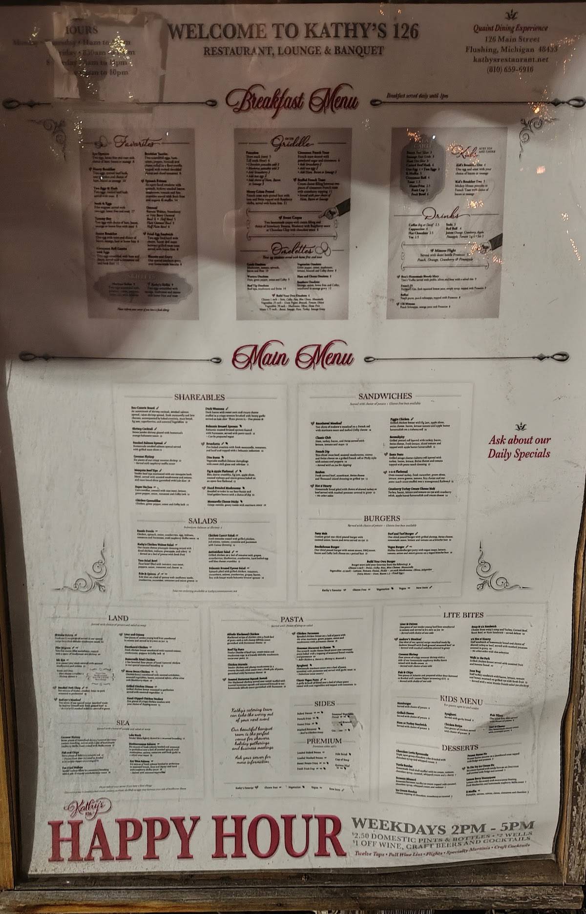 Menu at Kathy's 126 Restaurant & Lounge, Flushing