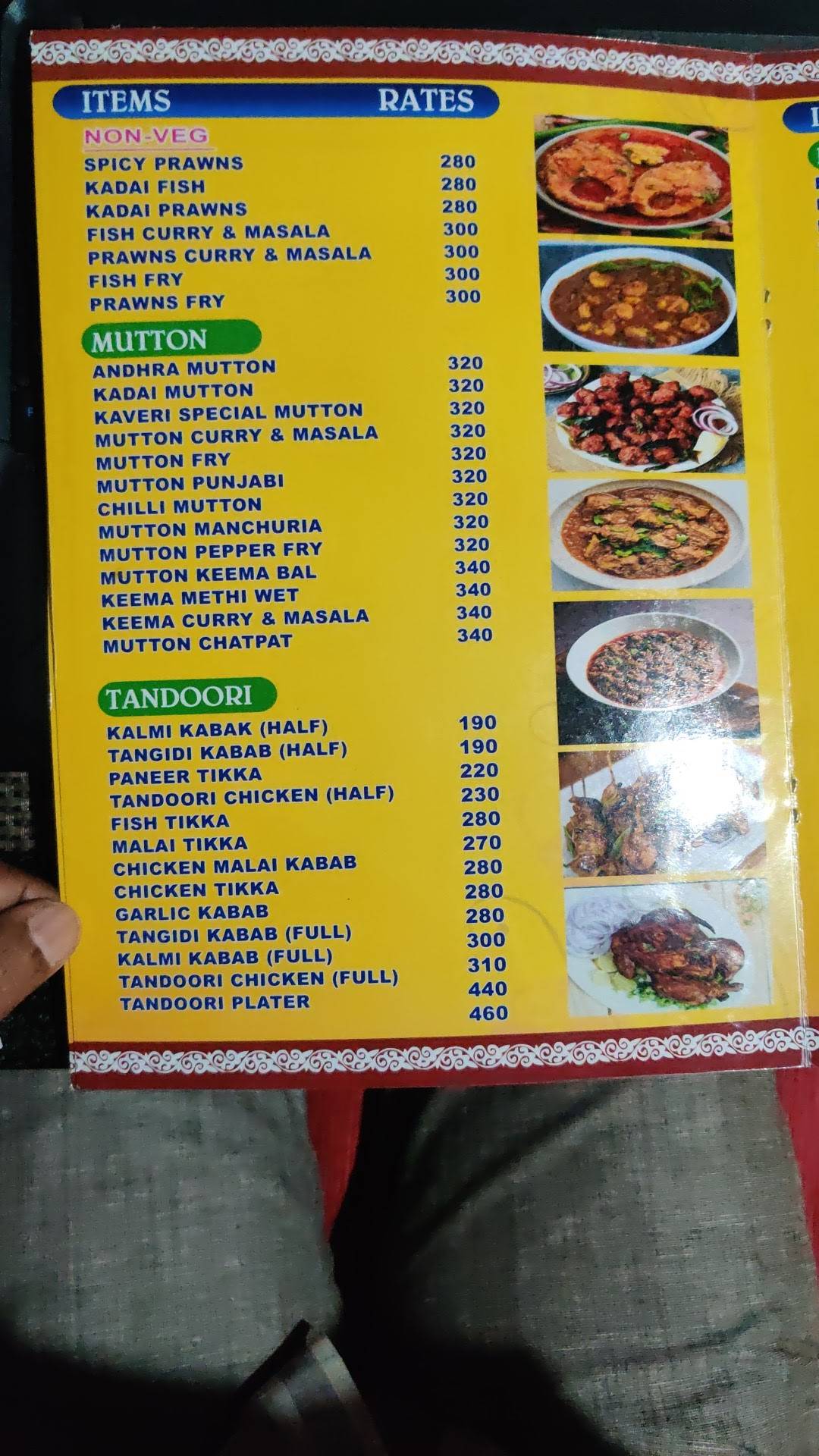 Menu at Kaveri Restaurant and Bar, Hyderabad, Hydernagar
