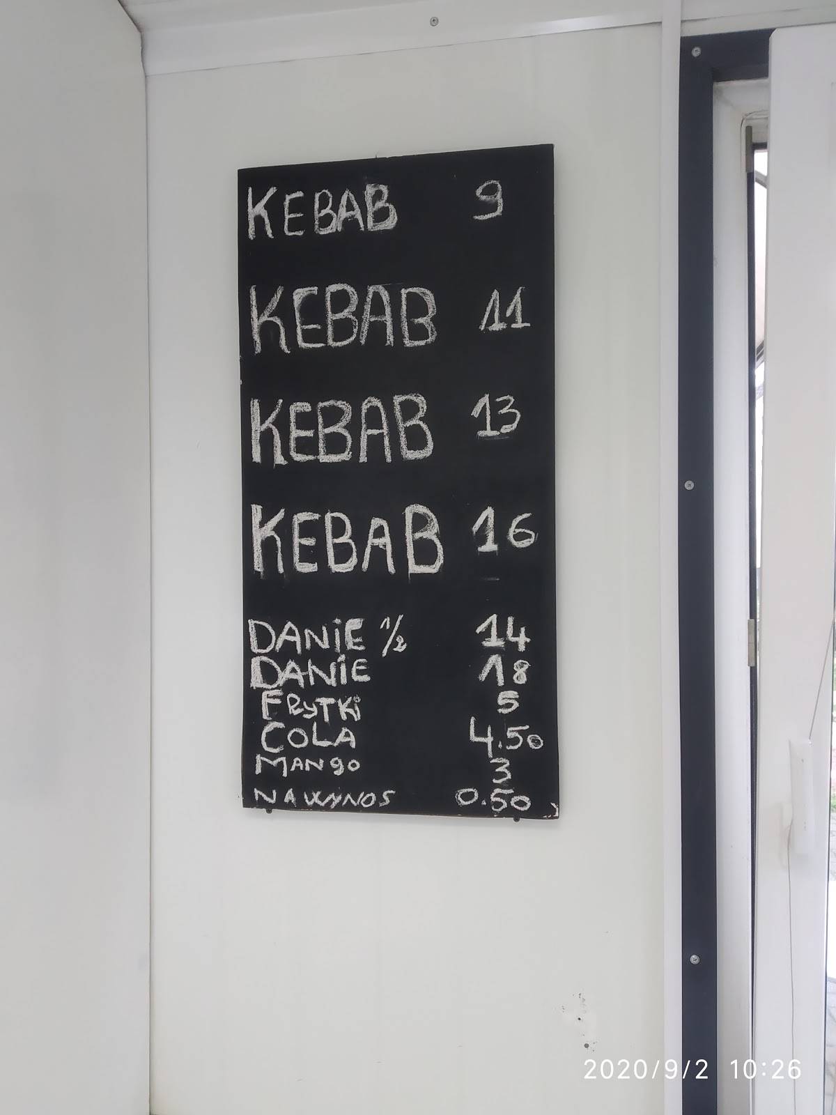 Menu at Kebab Rafik, Warsaw, Stefana Baleya 9