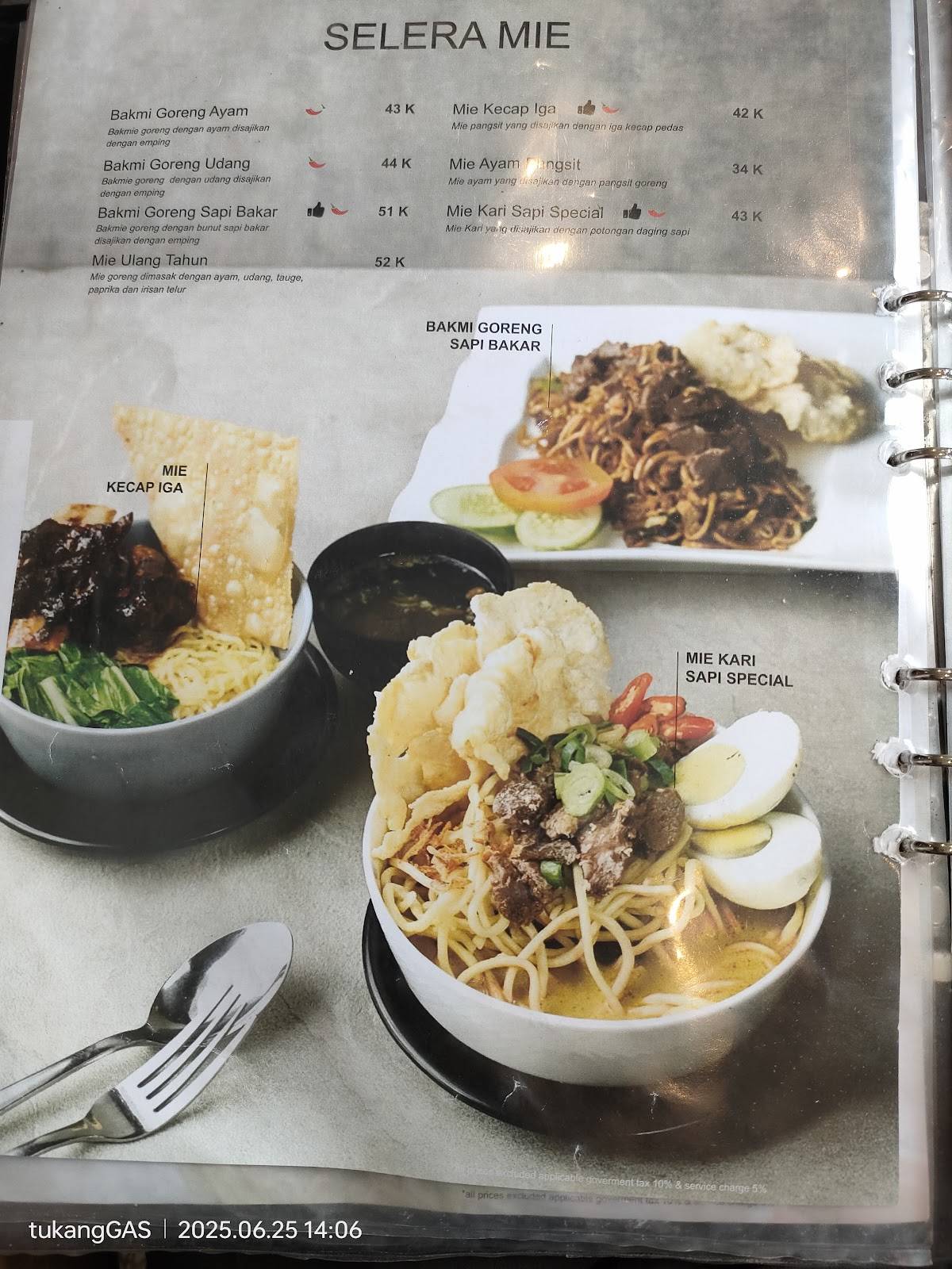 Menu at Kebon Ndalem Coffee & Eatery restaurant, Yogyakarta