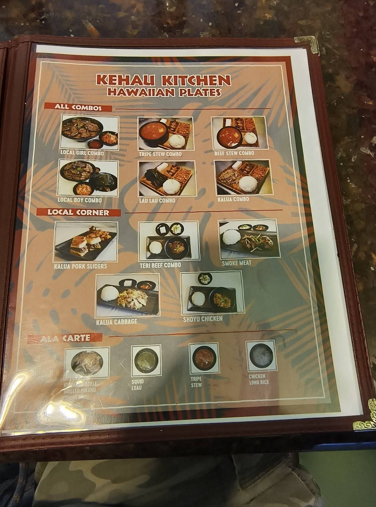 Menu at Kehau's Kitchen restaurant, Aiea, 98-150 Kaonohi St b118