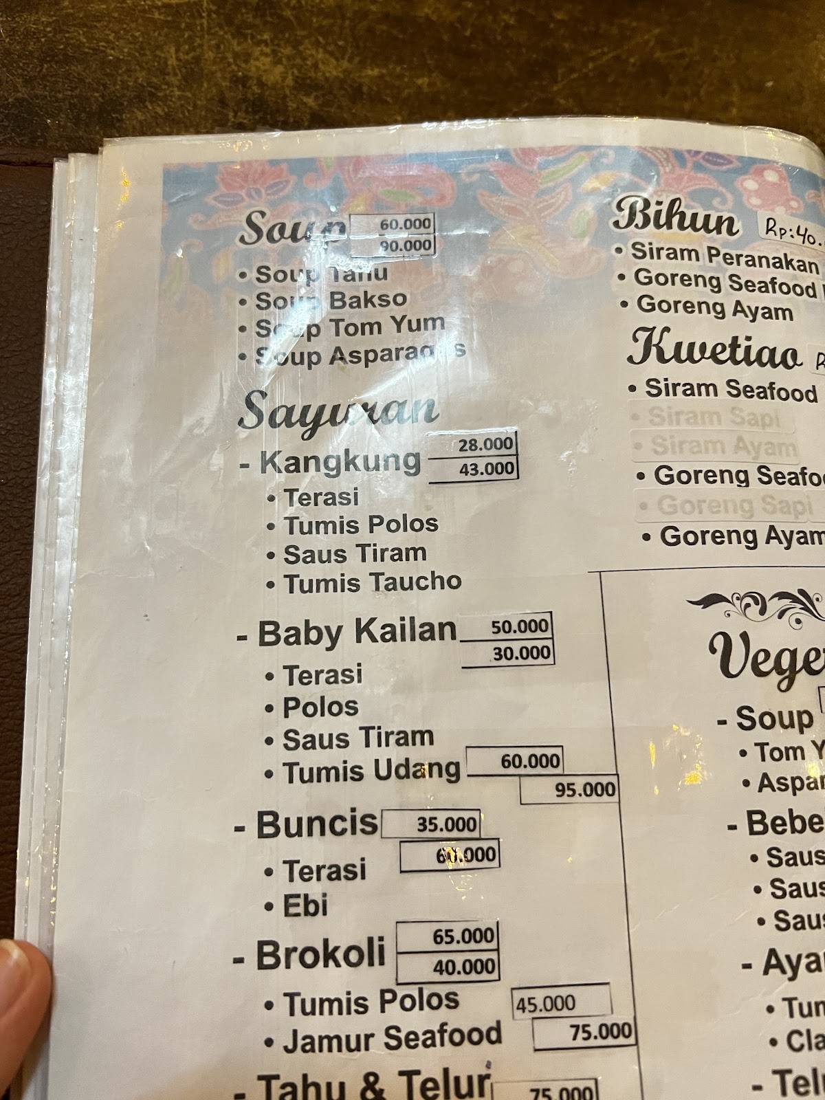 Menu at Kelong Baba by Kelong Shangrila Tj. Pinang restaurant, Batam