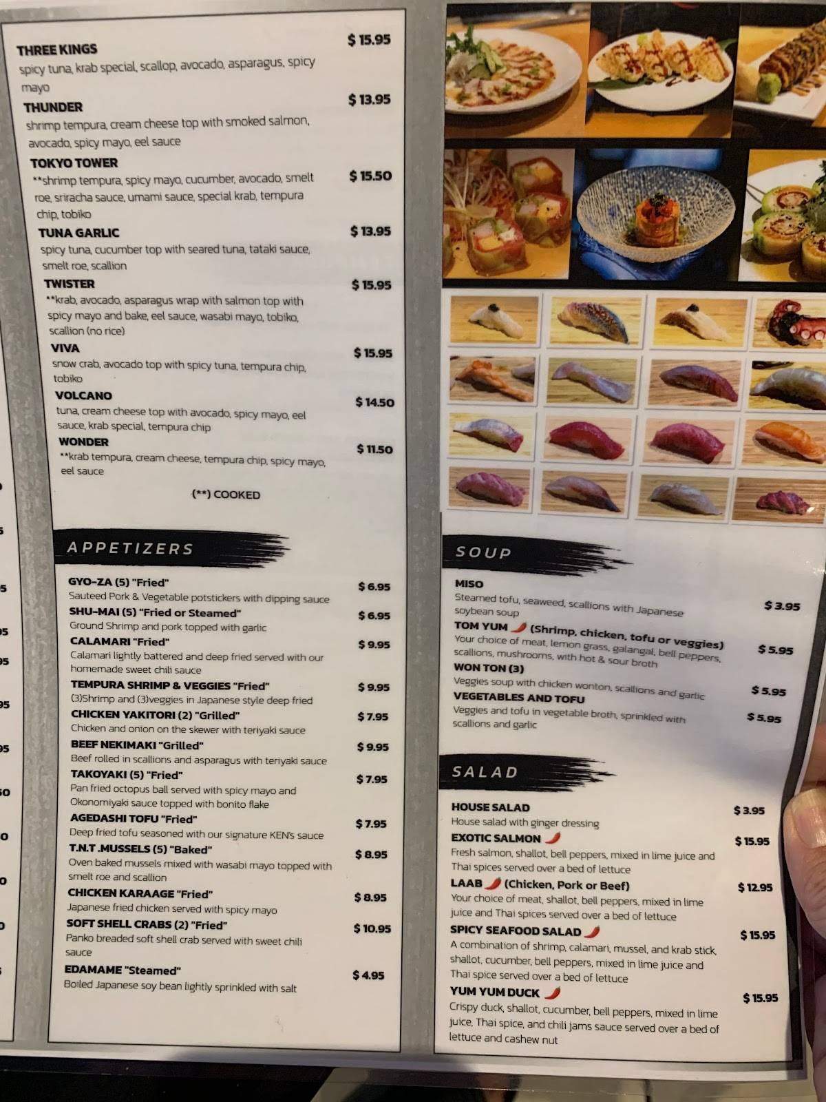 Menu at Ken Sushi & Asian Bistro restaurant, Clearwater, Gulf to Bay Blvd