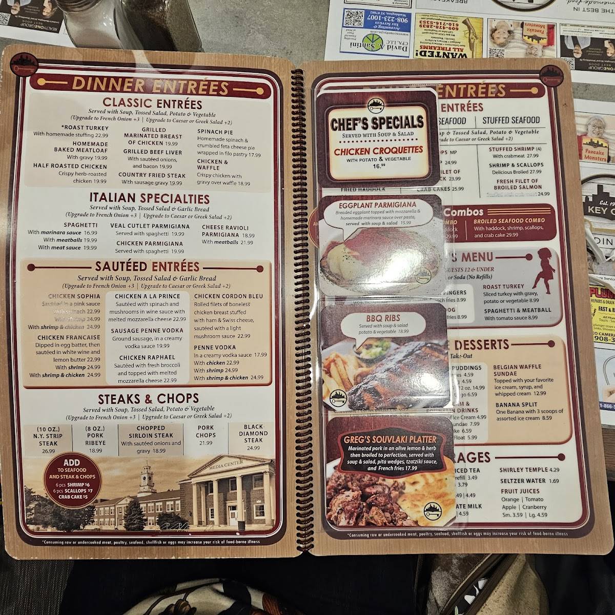Menu at Key City Diner restaurant, Phillipsburg