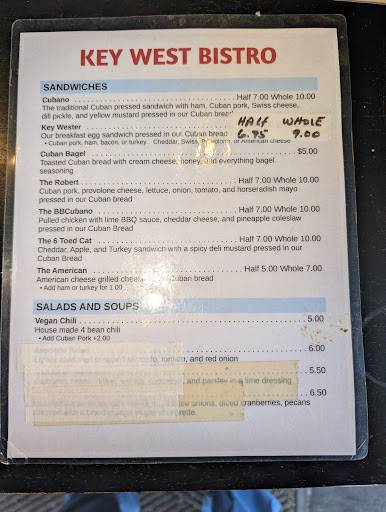 Menu at Key West Bistro cafe, Minneapolis