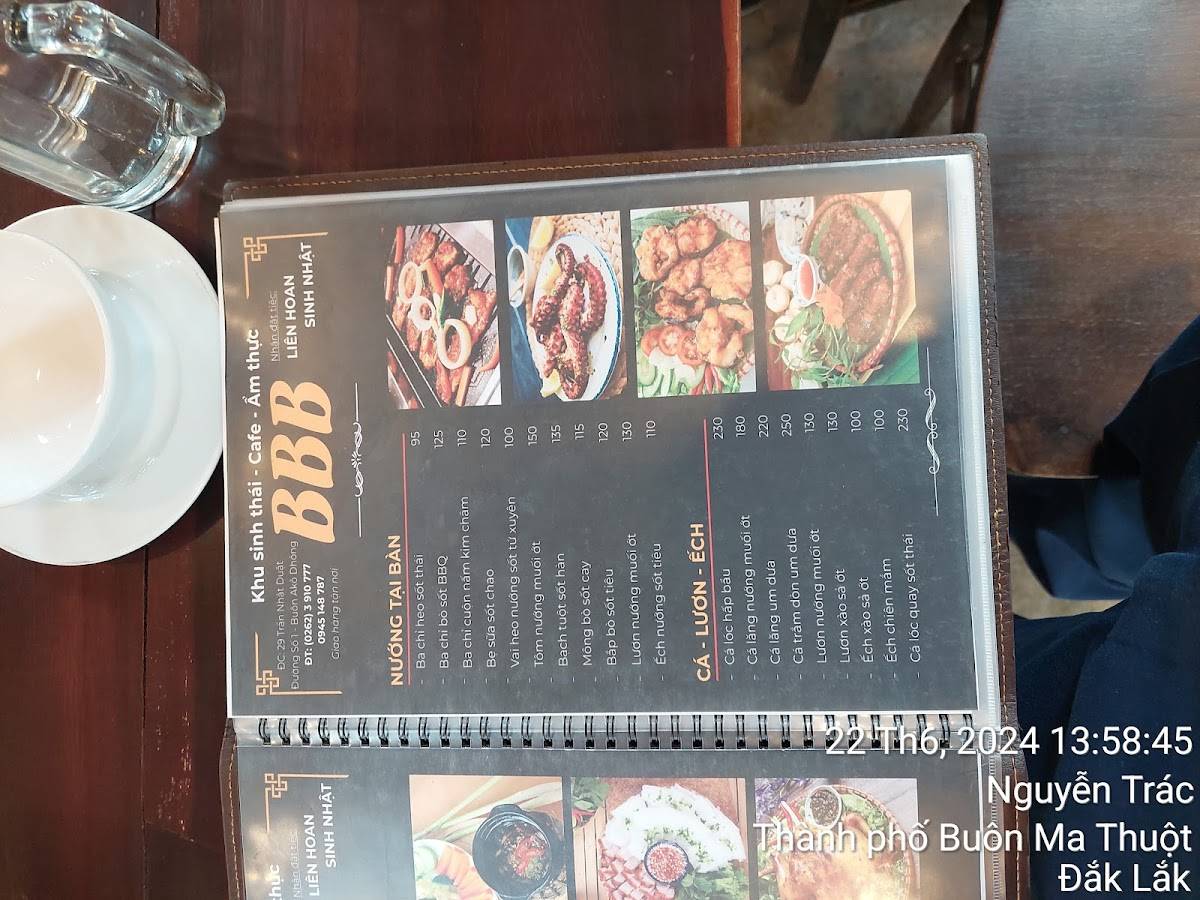 Menu at Khu Sinh Thái - Cafe - Ẩm Thực BBB, Buon Ma Thuot