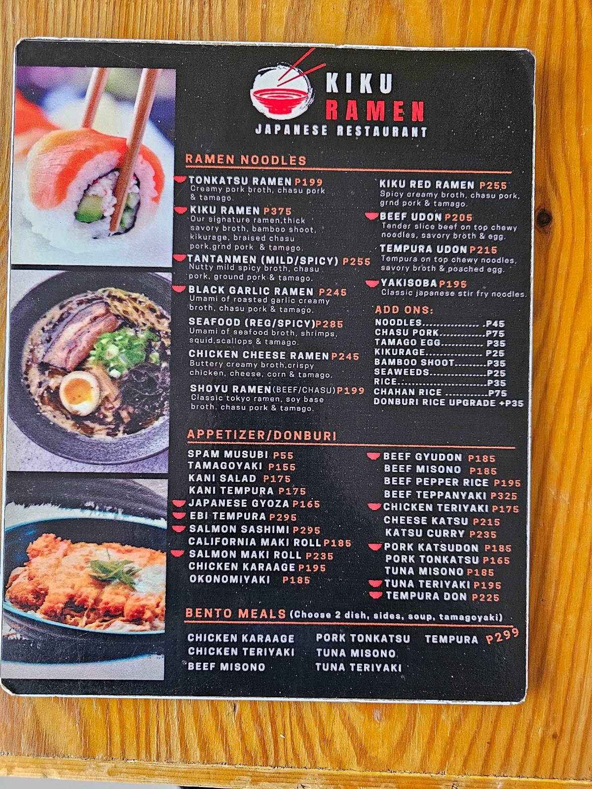 Carta del restaurante Kiku Ramen - Taal, Batangas, Taal