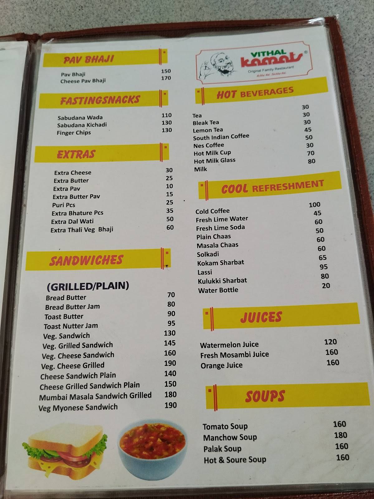 Menu at Vitthal Kamat Restaurant, Kikvi, 6W3Q+P7C