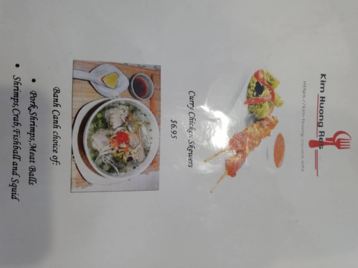 Menu at Kim Huong Vietnamese Restaurant, Salem