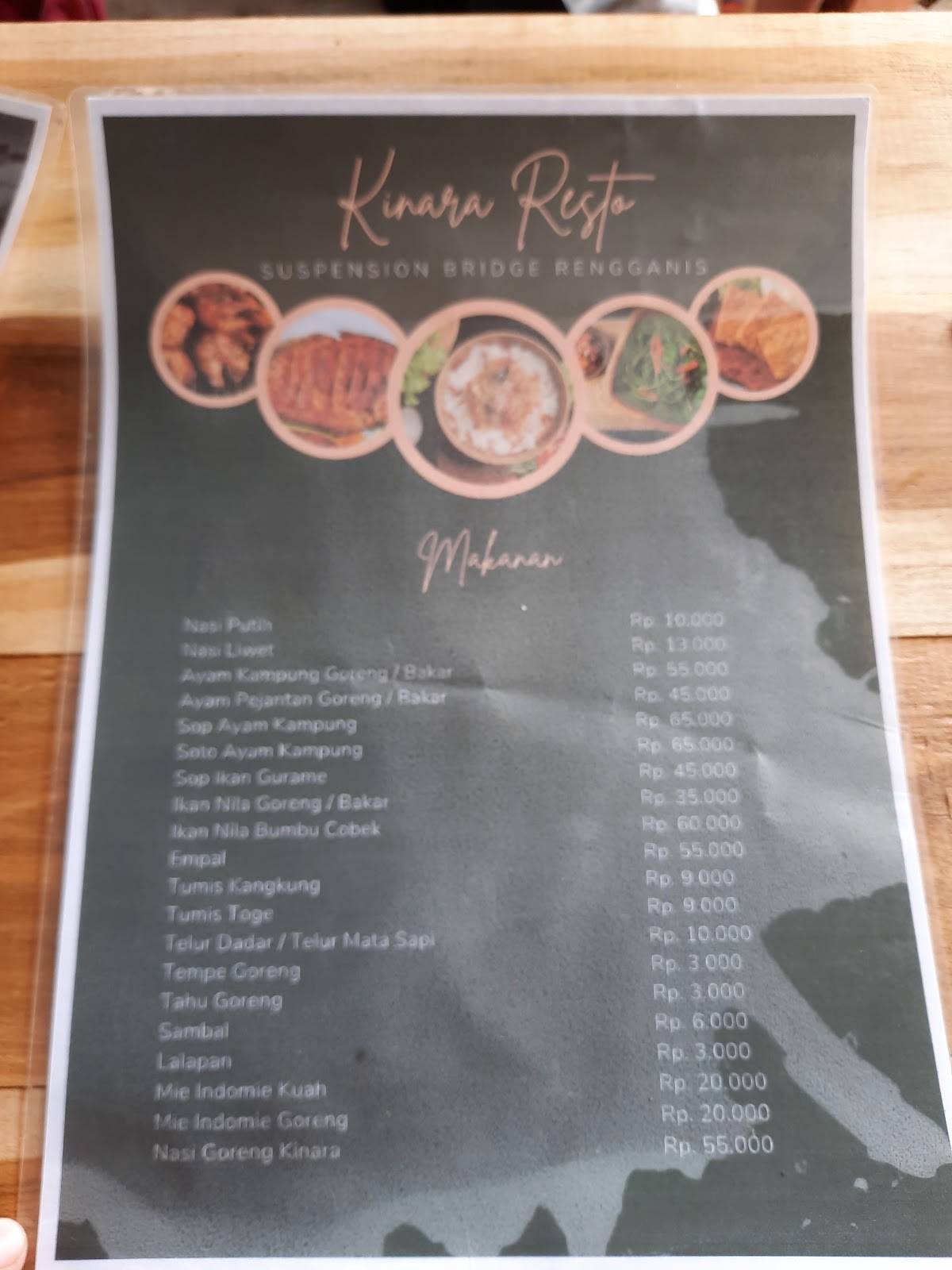 Menu at Kinara Resto Kawah Rengganis restaurant, Alamendah