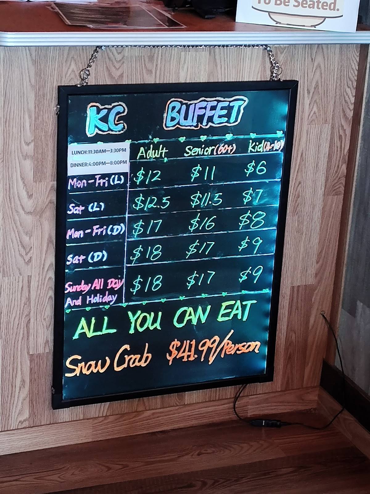Menu at King Crab Muskegon / KC'S Family Buffet and Bar, Norton Shores