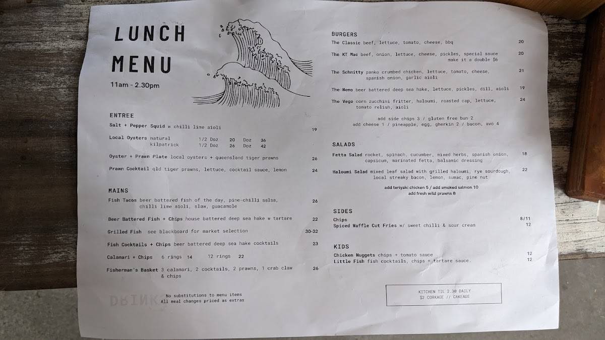 Menu at King Tide Cafe, Brooklyn
