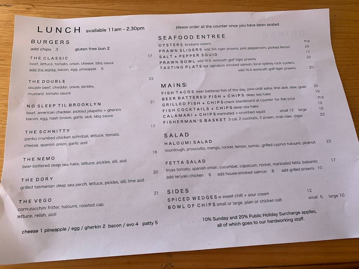 Menu at King Tide Cafe, Brooklyn